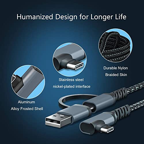 Link Cable 20ft Braided USB C to USB C/A 2 in 1 Type C Cable USB 3.2 Gen1 High Speed Data Transfer & Fast Charging Cable for Quest 2 and Oculus Quest Headset to Gaming PC