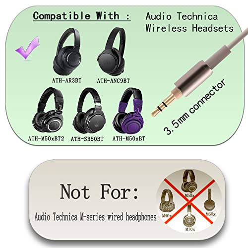 FAAEAL WH-1000XM3 Audio Replacement Cable Compatible for Sony WH-1000XM5/XM4 MDR-1A Noise Canceling Headsets,Technica ATH-M50xBT2 ANC9 S700BT Wireless Headphones 4.2ft