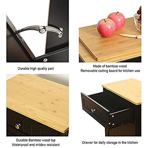 LUCKWIND Kitchen Cabinet Trash Can Holder Drawer – Stand Recycling Tilt Pull Garbage Wooden Cutting Board Removable Metal Handle 20” Wide (Black, Single)