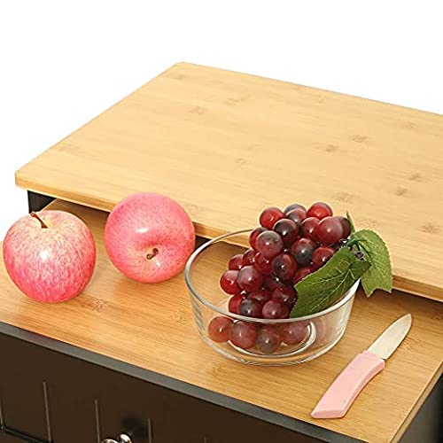 LUCKWIND Kitchen Cabinet Trash Can Holder Drawer – Stand Recycling Tilt Pull Garbage Wooden Cutting Board Removable Metal Handle 20” Wide (Black, Single)