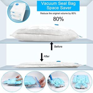 10 Pack Vacuum Storage Bags Double-Zip Seal - 80% More Space Saver Bags for Clothes, Blankets, Pillows - Vacuum Bags with Hand-Pump for Travel (1 Jumbo, 3 Large, 3 Medium, 3 Small)