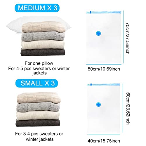 10 Pack Vacuum Storage Bags Double-Zip Seal - 80% More Space Saver Bags for Clothes, Blankets, Pillows - Vacuum Bags with Hand-Pump for Travel (1 Jumbo, 3 Large, 3 Medium, 3 Small)