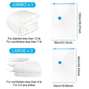 10 Pack Vacuum Storage Bags Double-Zip Seal - 80% More Space Saver Bags for Clothes, Blankets, Pillows - Vacuum Bags with Hand-Pump for Travel (1 Jumbo, 3 Large, 3 Medium, 3 Small)