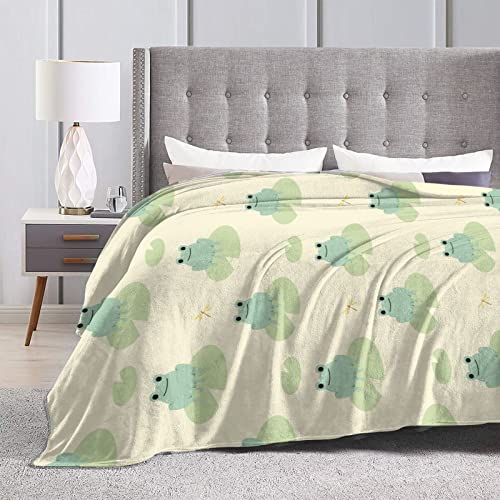 Pubnico Cute Green Frogs Blanket, Flannel Blanket Fluffy Cozy Fuzzy Throws Non-Shedding for Nap Bed Sofa Couch Home Decor