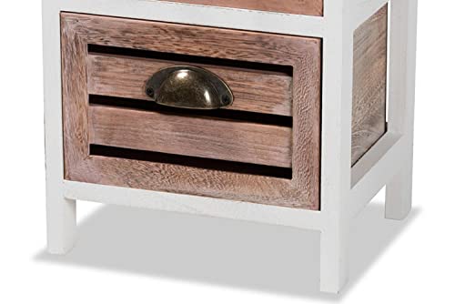 Baxton Studio Palta Modern and Contemporary Two-Tone White and Oak Brown Finished Wood 3-Drawer Storage Unit