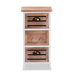 Baxton Studio Palta Modern and Contemporary Two-Tone White and Oak Brown Finished Wood 3-Drawer Storage Unit