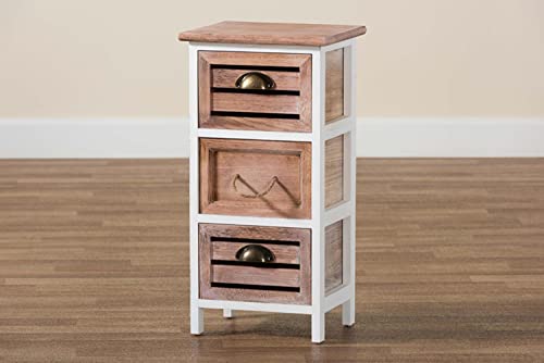 Baxton Studio Palta Modern and Contemporary Two-Tone White and Oak Brown Finished Wood 3-Drawer Storage Unit