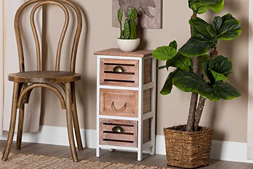 Baxton Studio Palta Modern and Contemporary Two-Tone White and Oak Brown Finished Wood 3-Drawer Storage Unit