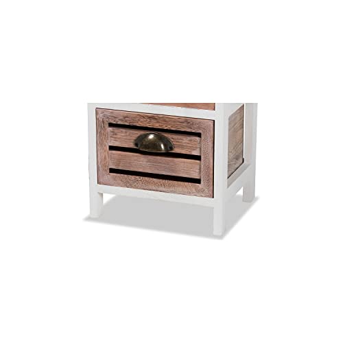 Baxton Studio Palta Modern and Contemporary Two-Tone White and Oak Brown Finished Wood 4-Drawer Storage Unit