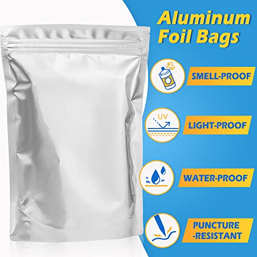 50 Pack Mylar Bags with 50 bags 300cc Oxy-Sorb 9.4 Mil Resealable Foil Ziplock Bags for Food Long Term Storage for Snack Cookies, Wheat (10"x14" )