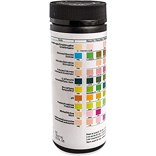 One Step Pet Urine Testing Strips, 100 x Urinalysis Parameter Tests for Dogs, Cats, Vets & Animals. Accurate Testing for Veterinarians Detects UTI, Diabetes, Bladder, Kidney, Liver, SG, pH, Glucose