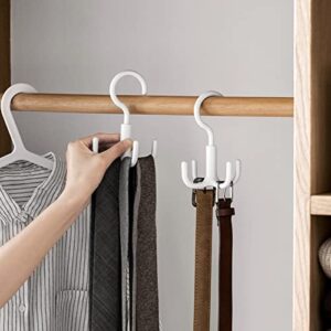 DEFUTAY Belt Hanger Scarf Tie Rack Holder Hook, 2 PCS Hangers for Closet,360 Degree Rotating Closet Clothes Hangers with 4 Claws for Hanging, Scarf,Hats, Towels,Bags, Shoes,Ties