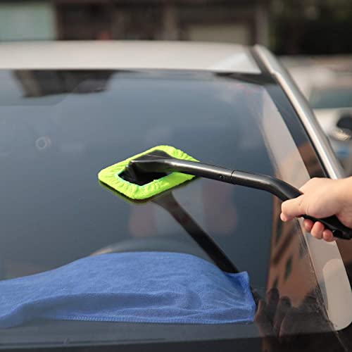 Xindell New Windshield Cleaner, Car Inside Window Cleaning Tool Microfiber Wand with Replaced Microfiber Cleaning Clothes(7 Pack)