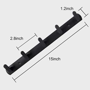 Jnnicoog Coat Hook Wall Mount with 5 Hooks, Black Coat Rack , Wall Mounted Modern, Suitable for Living Room Entrance, Bedroom, Kitchen, Bathroom Etc.