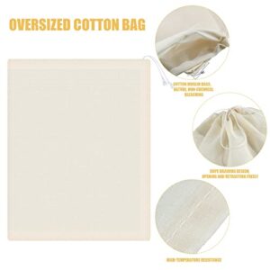 Pangda 15 Packs Muslin Bags Cloth Bags with Drawstring Canvas Large Storage Bags Bulk Cotton Reusable Grocery Bags DIY Craft Sachet Bag for Party Wedding Home Storage, Natural Color (15 x 22 Inches)