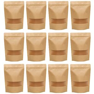 cabilock 50pcs kraft paper stand up bags reusable valve bagwindow food tea sealing bags