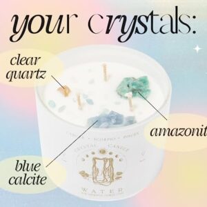 Healing Crystal Candle, 12oz - 3 Wick Pisces, Cancer, Scorpio Zodiac Candles with Crystals Inside. Zodiac Gifts for Women, Real Crystals and Healing Stones Manifestation Candle, Meditation Candle