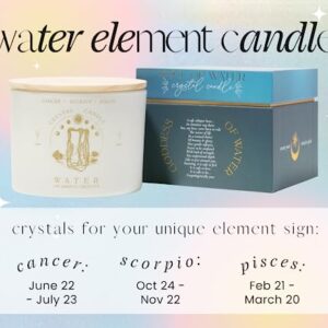 Healing Crystal Candle, 12oz - 3 Wick Pisces, Cancer, Scorpio Zodiac Candles with Crystals Inside. Zodiac Gifts for Women, Real Crystals and Healing Stones Manifestation Candle, Meditation Candle