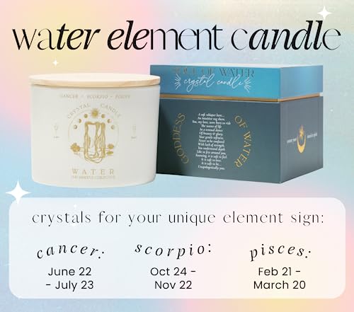 Healing Crystal Candle, 12oz - 3 Wick Pisces, Cancer, Scorpio Zodiac Candles with Crystals Inside. Zodiac Gifts for Women, Real Crystals and Healing Stones Manifestation Candle, Meditation Candle