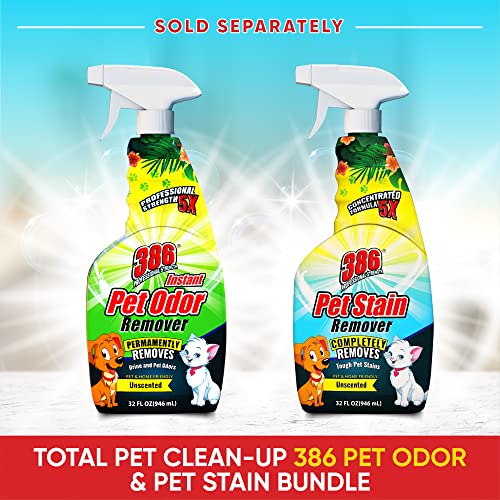 386 Professional Strength Pet Odor Eliminator for Home – Premium Odor Neutralizer for All Surfaces - Multipurpose Urine Remover for Dogs and Cats – Unscented, Long-Lasting No Enzyme Formula