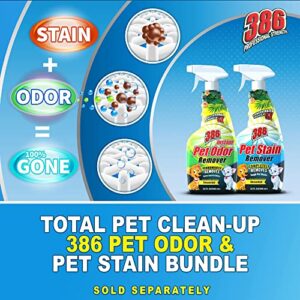 386 Professional Strength Pet Odor Eliminator for Home – Premium Odor Neutralizer for All Surfaces - Multipurpose Urine Remover for Dogs and Cats – Unscented, Long-Lasting No Enzyme Formula