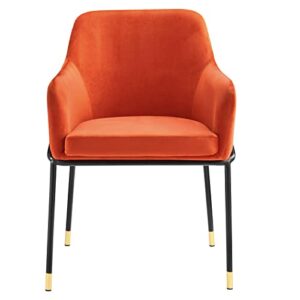 Modway Jovi Performance Velvet Dining Armchair in Black Orange