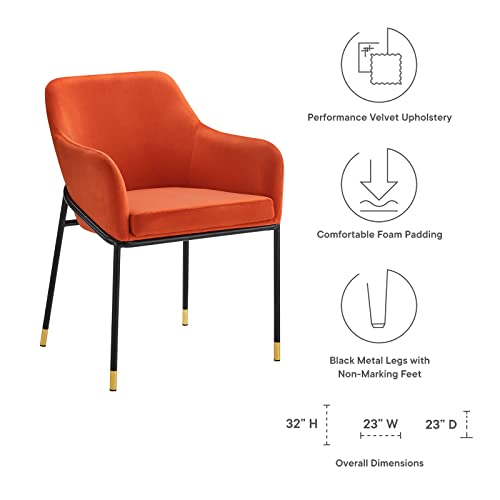 Modway Jovi Performance Velvet Dining Armchair in Black Orange