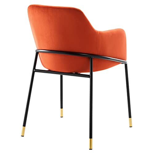 Modway Jovi Performance Velvet Dining Armchair in Black Orange