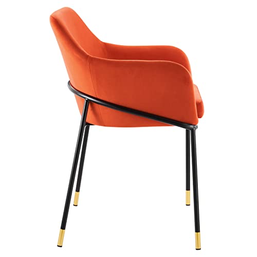 Modway Jovi Performance Velvet Dining Armchair in Black Orange