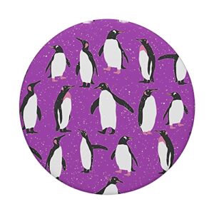 Penguins on Purple with Snow - PopSockets Swappable PopGrip