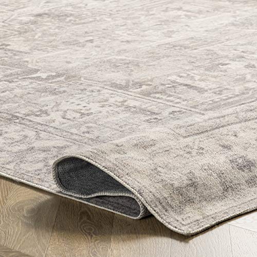 NuLOOM Brielle Machine Washable Vintage Medallion Area Rug, 6' x 9', Grey