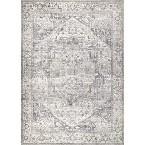 NuLOOM Brielle Machine Washable Vintage Medallion Area Rug, 6' x 9', Grey