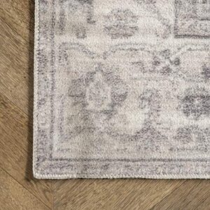 NuLOOM Brielle Machine Washable Vintage Medallion Area Rug, 6' x 9', Grey