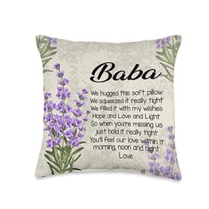 cute gifts for grandma baba gifts grandma from grandkids purple lavender floral throw pillow, 16x16, multicolor