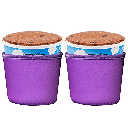 Cravy Morsels Ice Cream Pint Holder Neoprene Sleeve | Two Pack | Colors (Purple), A-1, Regular Size