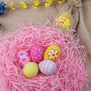 DIYASY Easter Pink Grass Basket Filler,7 Oz Shredded Paper for Easter Gift Box Crinkle Raffia Paper for Packaging Christmas Decoration