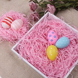 DIYASY Easter Pink Grass Basket Filler,7 Oz Shredded Paper for Easter Gift Box Crinkle Raffia Paper for Packaging Christmas Decoration