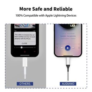 AUDIANO Lightning to 3.5 mm Headphone Jack Adapter, [Apple MFi Certified] iPhone 3.5mm Headphones/Earphones Jack Aux Audio Dongle Adapter Compatible for iPhone 13/13 Pro/12/12 Pro Max/11/X/XR/XS