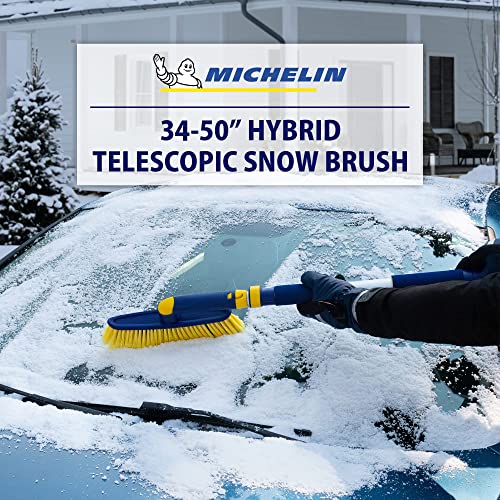 MICHELIN Hybrid Extendable 34-50” Snow Brush for Trucks, Ergonomic Multi-Tool, Detachable Swivel Head, Ice Scraper, Ice Pick, Non-Slip Foam Grip, Auto Window Snowbrush, Windshield Broom for Car, SUV