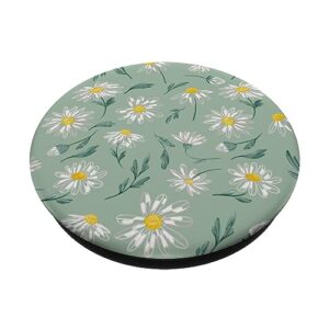 Pattern Sage Green Flowers Pastel Daisy Flower Aesthetic PopSockets Standard PopGrip