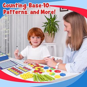 Take Home Versatile Math Manipulatives Kit for Kids Grade K-3,With Ten-Frames,Base Ten Blocks,Math Counters,Number Line,120 Number Chart,Pattern Blocks,Homeschool Supplies (Develops Early Math Skills)