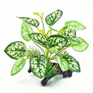 mrtioo reptile artificial plants, terrarium plants decorations supplies, rainforest ground plant, amphibian habitat hideout tank accessories (e)