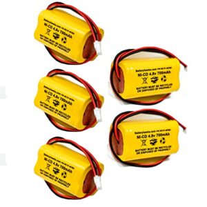 (5 pack) cxl6vbxt battery 4.8v 700mah ni-cd exit sign emergency light mcphilben ni-cad 4.8vdc .700ah