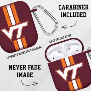 AFFINITY BANDS Virginia Tech Hokies HD Case Cover Compatible with Apple AirPods Gen 1 & 2 (Stripes)