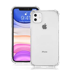 iPhone 11 Case, Shockproof Ultra Slim Fit Silicone Transparent Cover TPU Soft Gel Rubber Cover Shock Resistance Protective Back Bumper for Apple iPhone 11 Clear