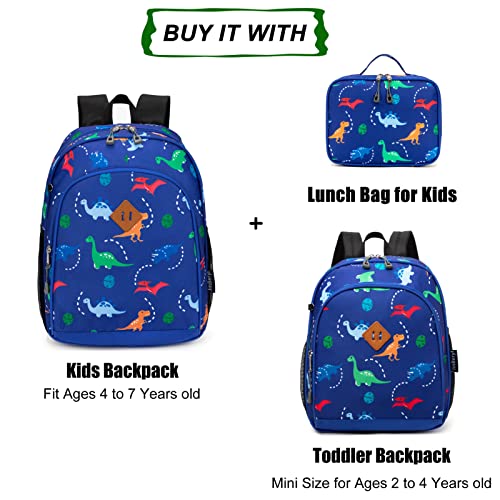 JinBeryl Insulated Lunch Box Bag for Kids Boys, Size for Preschool, Kindergarten, or Travel, Dinosaur Blue