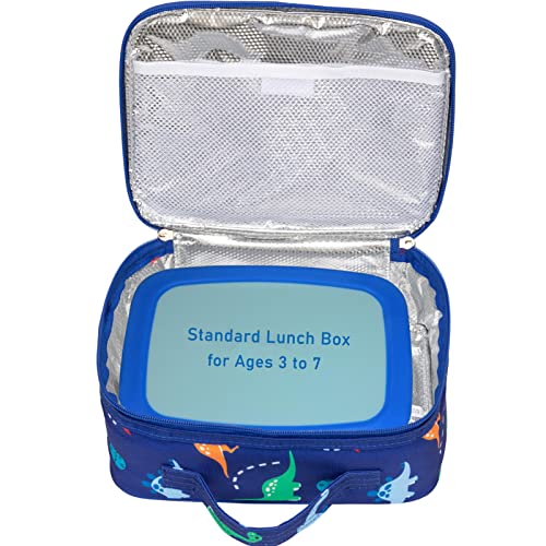 JinBeryl Insulated Lunch Box Bag for Kids Boys, Size for Preschool, Kindergarten, or Travel, Dinosaur Blue