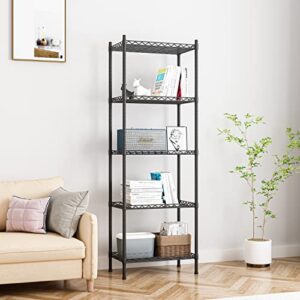 5-Shelf Adjustable Shelves Metal Storage Rack Adjustable Metal Storage Shelving Heavy Duty Storage Shelving (Black)