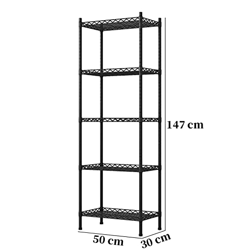 5-Shelf Adjustable Shelves Metal Storage Rack Adjustable Metal Storage Shelving Heavy Duty Storage Shelving (Black)