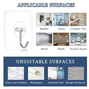 BIEOFFEI Wall Hooks - 12 Packs Adhesive Hooks Heavy Duty 33lb (Max), Reusable Bathroom Hooks, Waterproof and Oilproof Seamless Strong Hooks for Kitchen Bathroom Home and Office